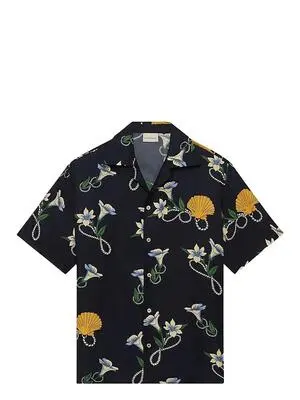 Drole De Monsieur Relaxed Fit Floral Chemise Shirt - Navy