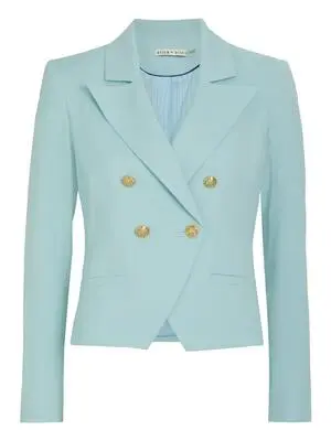 Alice + Olivia Sable Double-breasted Cropped Blazer - Blue