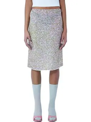 Prada Floral-pattern Midi Skirt - Grey
