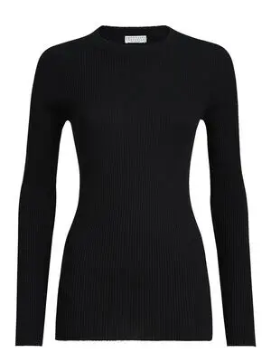 Brunello Cucinelli Cashmere Blend Sparkle Sweater - Black