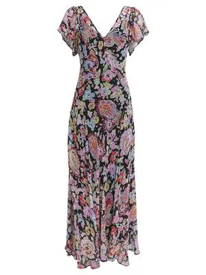 Rixo Printed Bexley Midi Dress - Black