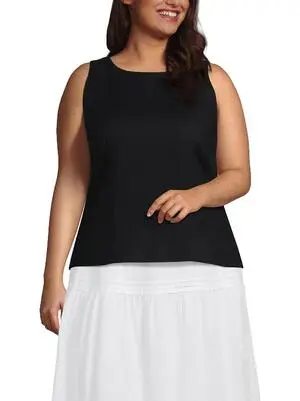 LANDS' END Linen Peplum Top - Black