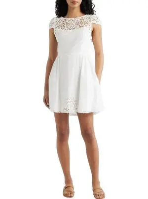CLEOBELLA Cutwork Detail Cotton Minidress - Ivory