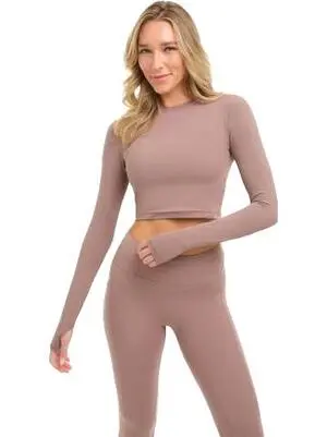 BLOQUV BloqUV UPF 50+ Long Sleeve Crop Top Mocha
