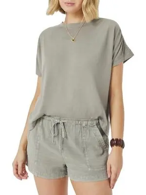 Splendid Rebecca Shirred-sleeve T-shirt - Eucalyptus Green