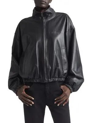 Balenciaga Leather Bomber Jacket - 1000 Black