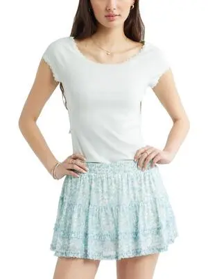 Bp. Lace Trim Cotton-blend T-shirt - Green Cloud