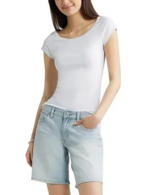 Bp. Lace Trim Cotton-blend T-shirt - White