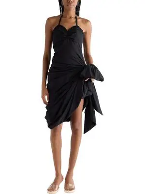 Chloé Draped Organic Cotton Poplin Dress - Black