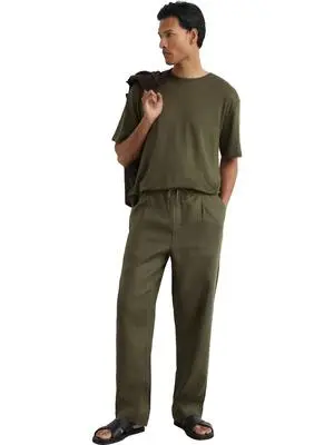 REISS Relaxed-fit Drawstring Trousers - Ivy Green