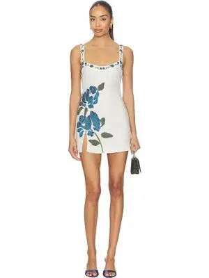 For Love & Lemons Cape Cod Beaded Mini Dress - Blue