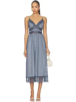 Cami Nyc Janaya Chiffon Dress With Lace Trim - Blue Gingham