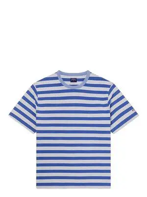 NOAH Striped Cotton-jersey T-shirt - Blue