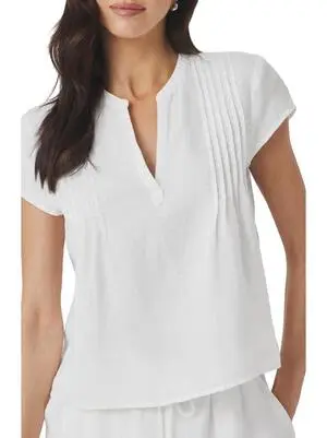 Splendid Stella Pintuck Linen Top - White