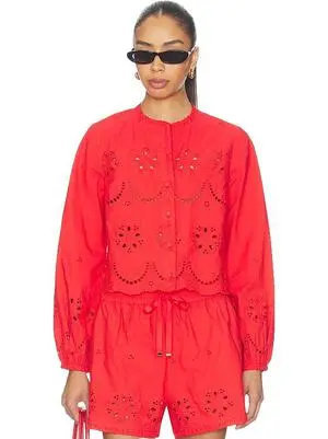 Cami Nyc Kalena Cotton Blouse With Eyelet Details - Red
