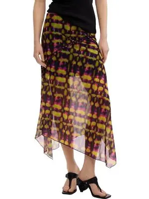 Desigual Geo Print Handkerchief Hem Skirt - Green