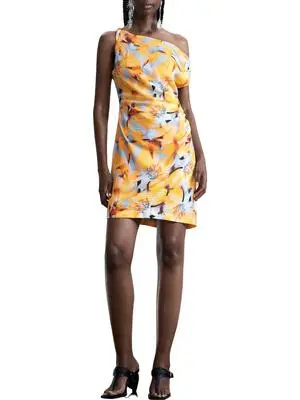 Desigual Floral Print Sleeveless Mini Dress - Orange