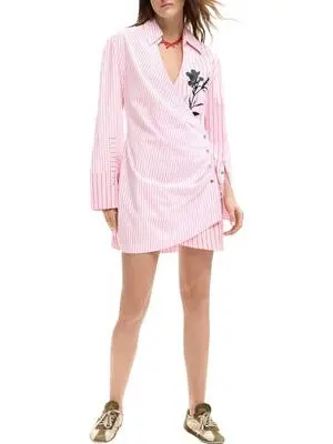 Desigual Long Sleeve Stripe Shirt Dress - Pink