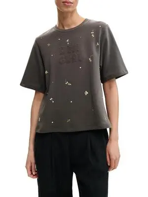 Desigual Logo Appliqué T-shirt - Gray