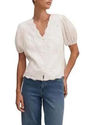 EVER NEW Sable Lace Scallop Blouse - Porcelain