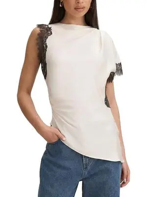 EVER NEW Dixie Asymmetric Lace Top - Cream/black