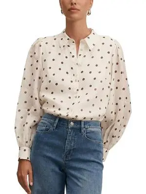 EVER NEW Davina Long Sleeve Blouse - Cream Edmond Spot