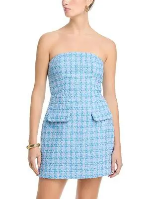 Aqua Tweed Midi Dress - Blue Multi