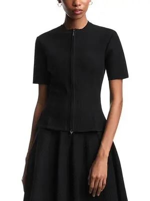 Emporio Armani Short Sleeve Zip-up Knit Jacket - Black