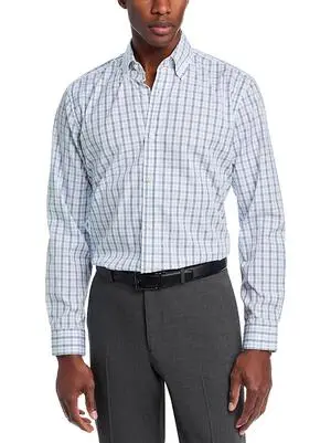 Bloomingdale'S Windowpane Button Down Shirt Exclusive - Blue