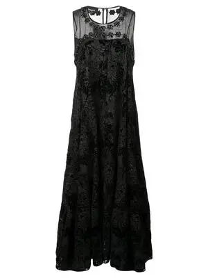 Rochas Floral Brocade Dress - Black