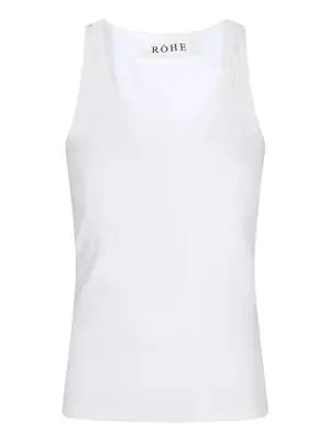 RÓHE Ribbed Knit Scoop-neck Top - White