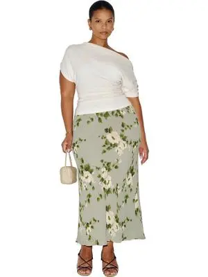 REFORMATION Layla Silk Skirt - Green