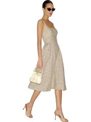 chinese dress ladies Linen Midi Dress in Mariner Stripe