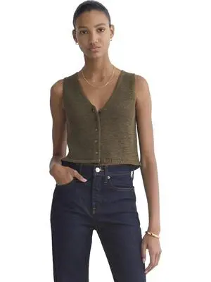 Everlane Everlane Button-Front Tank Top Sweater In Tape Yarn Beech