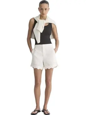 Everlane Linen Scalloped Edge Shorts - Bone