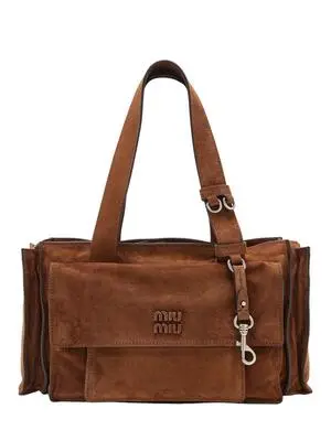 Miu Miu Utilitaire Suede Shopper - Neutral