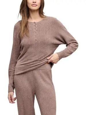 Barefoot Dreams Cozychic Ultra Lite Scallop Dolman Henley - Sable