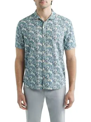 Johnnie-o Ragland Botanical Print Cotton Blend Sport Shirt - Wake