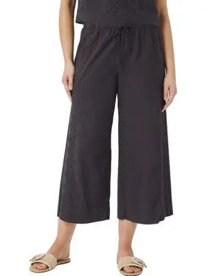 Splendid Kenzie Geo Eyelet Crop Wide Leg Pants - Lead Grey