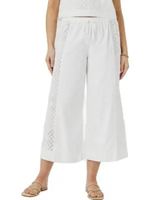 Splendid Kenzie Geo Eyelet Crop Wide Leg Pants - White
