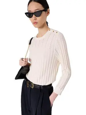 Gerard Darel Lhena Openwork Detail Sweater - Ecru