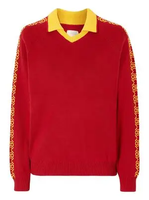 Aimé Leon Dore Ribbed-knit Cotton Polo Sweater - Red