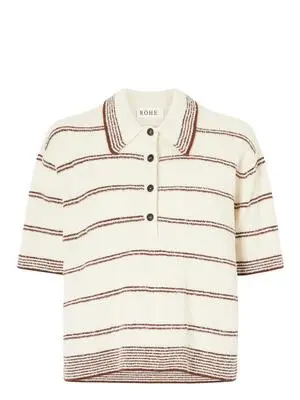 RÓHE Striped Organic Cotton-blend Terry Polo Shirt - Brown