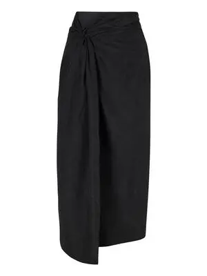 RÓHE Crinkled-satin Midi Skirt With Knot Detailing - Black