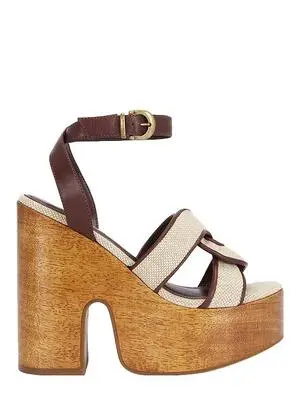 Schutz Rita Wood Wedge Platform Sandals - Root Brown