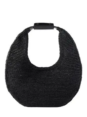 Staud Moon Large Raffia Tote - Black