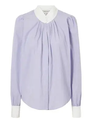 Maison Mayle Val D'isere Striped Cotton Blouse - Blue