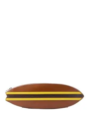 Staud Surfboard Striped Leather Clutches - Brown