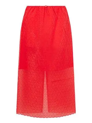 Cecilie Bahnsen Embroidered Tulle Midi Skirt - Red