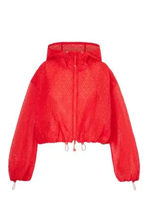 Cecilie Bahnsen Hooded Embroidered Tulle Jacket - Red